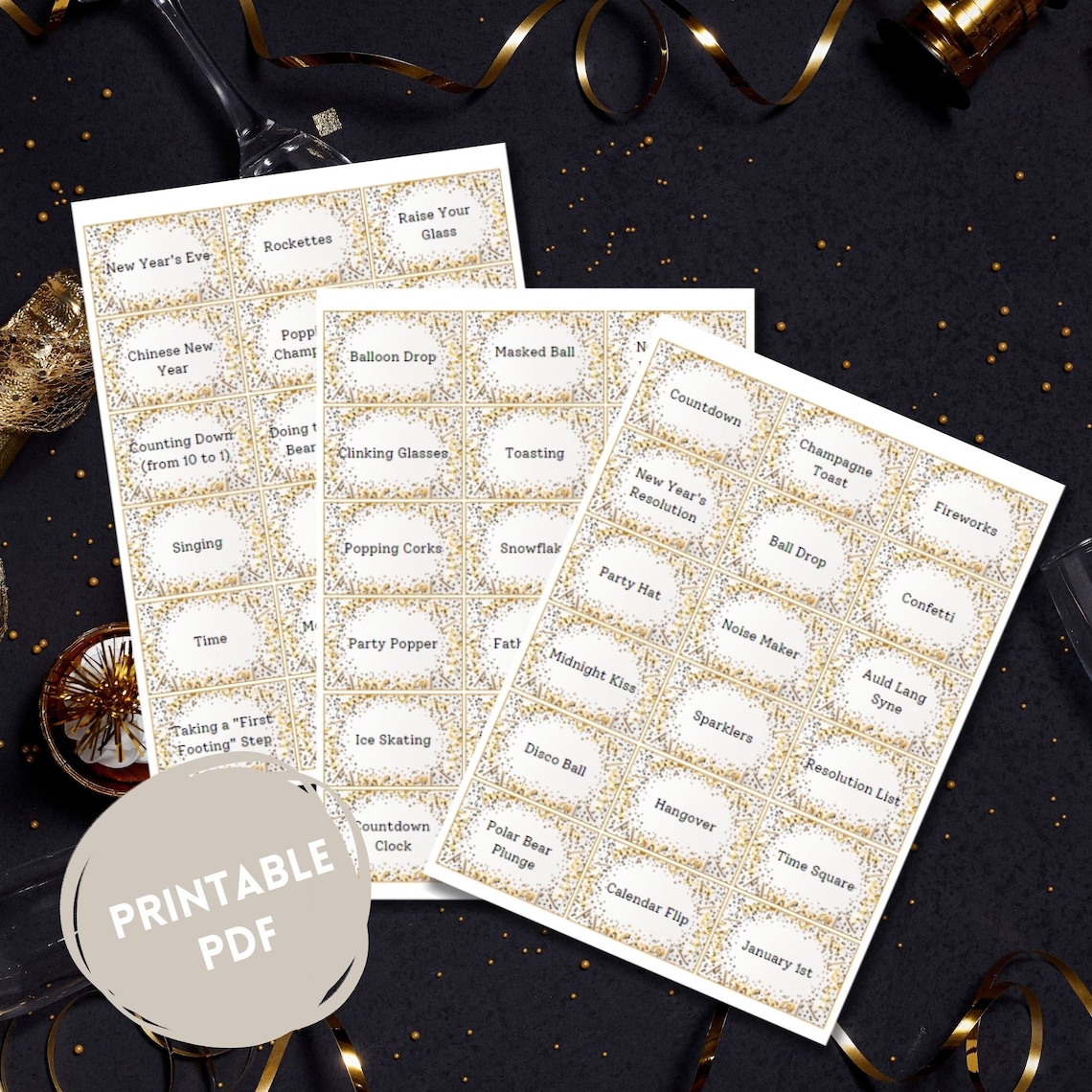 New Years Eve Charades Printable Game, New Years Party Game, NYE ...