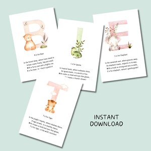 Animal Alphabet Rhyming Flashcards | Boho ABC (digital Download) - Etsy