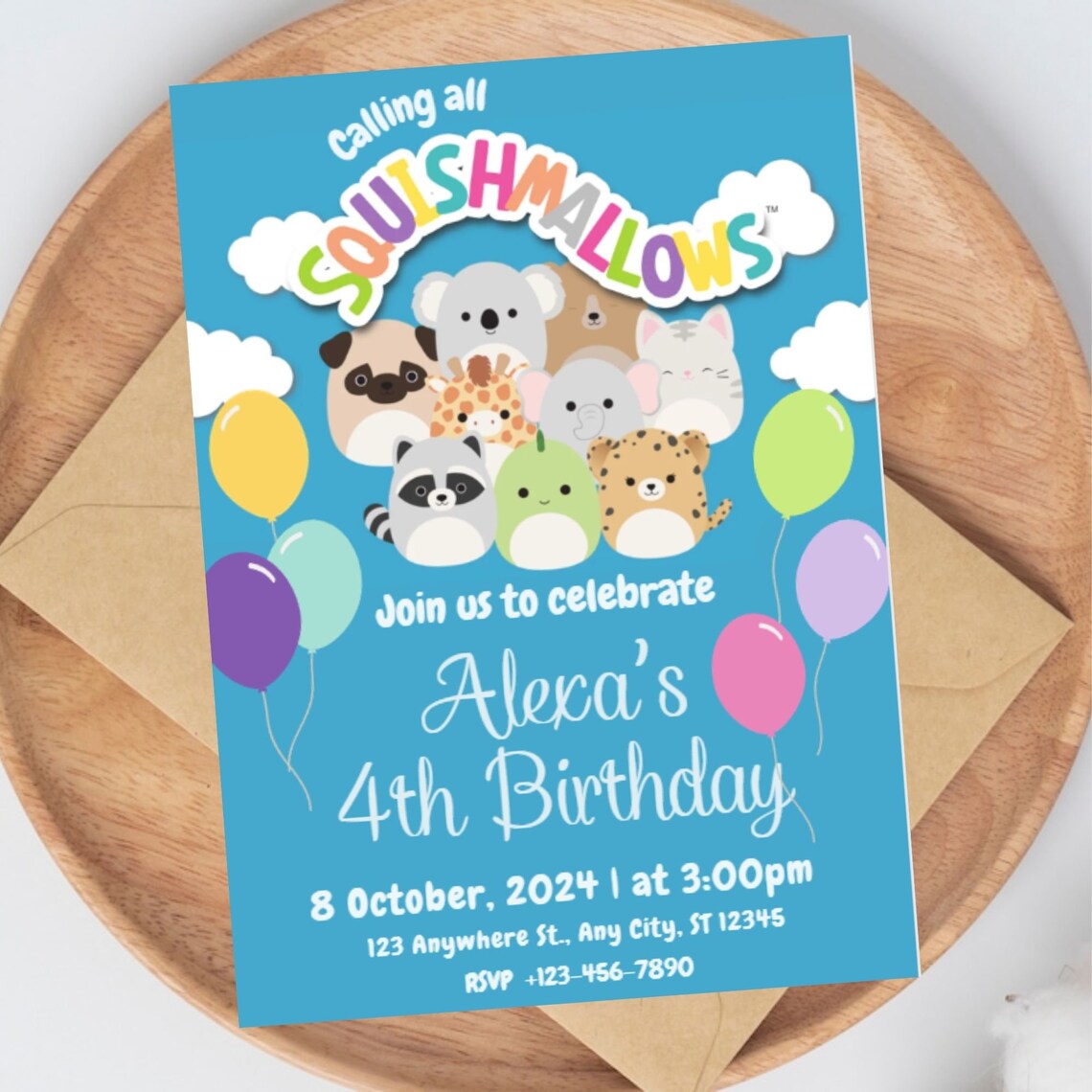 Squishmallows Birthday Invitation Editable Template - Customizable ...