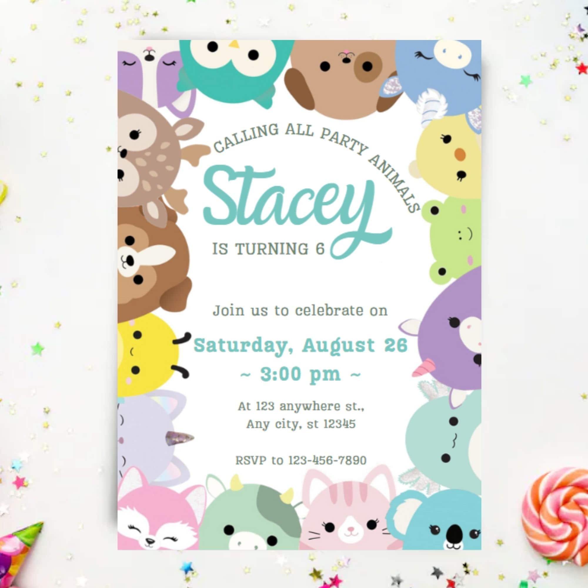 Squishmallow Birthday Invitation, Squishy Invitation, Customizable ...