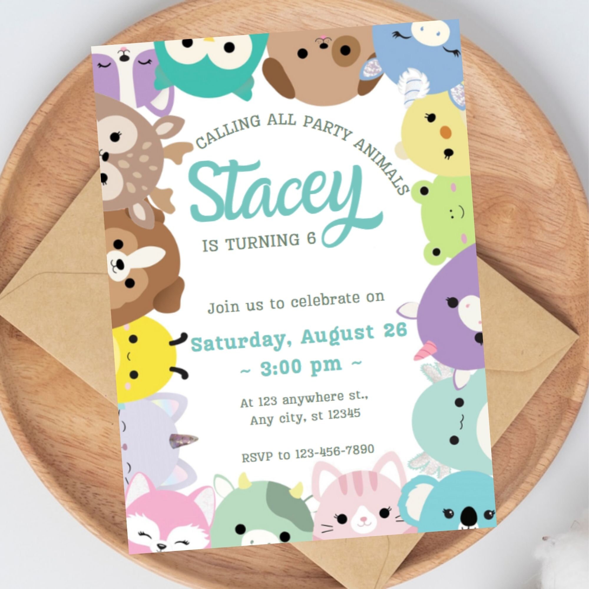 Squishmallow Birthday Invitation, Squishy Invitation, Customizable ...
