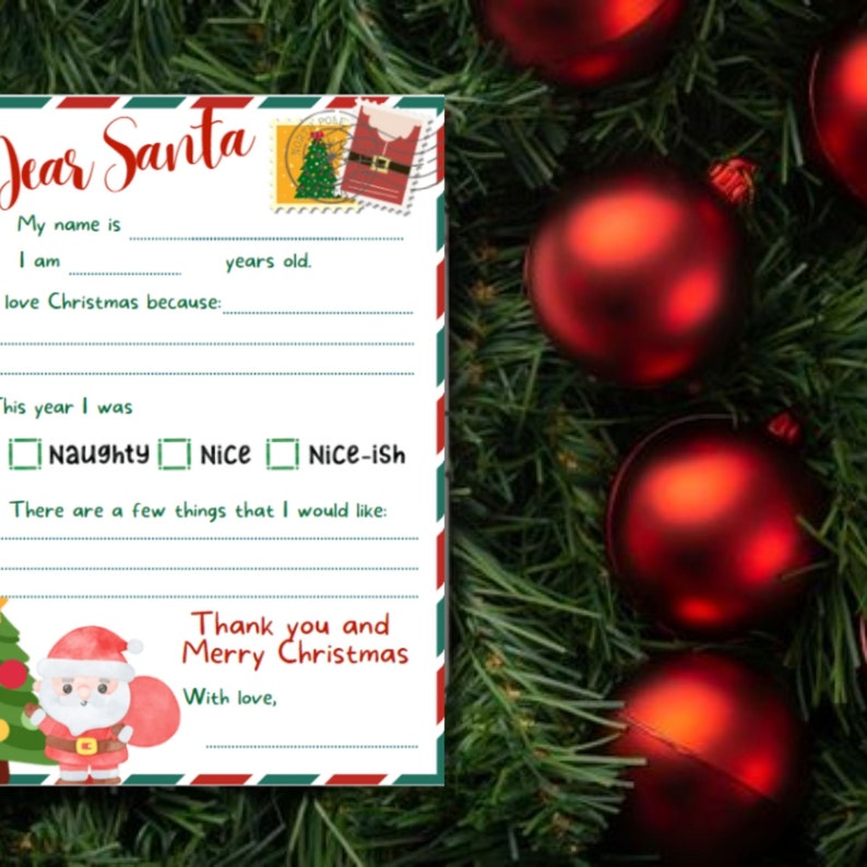 Letter to Santa, Printable Dear Santa Letter, Kids Letter to Santa ...