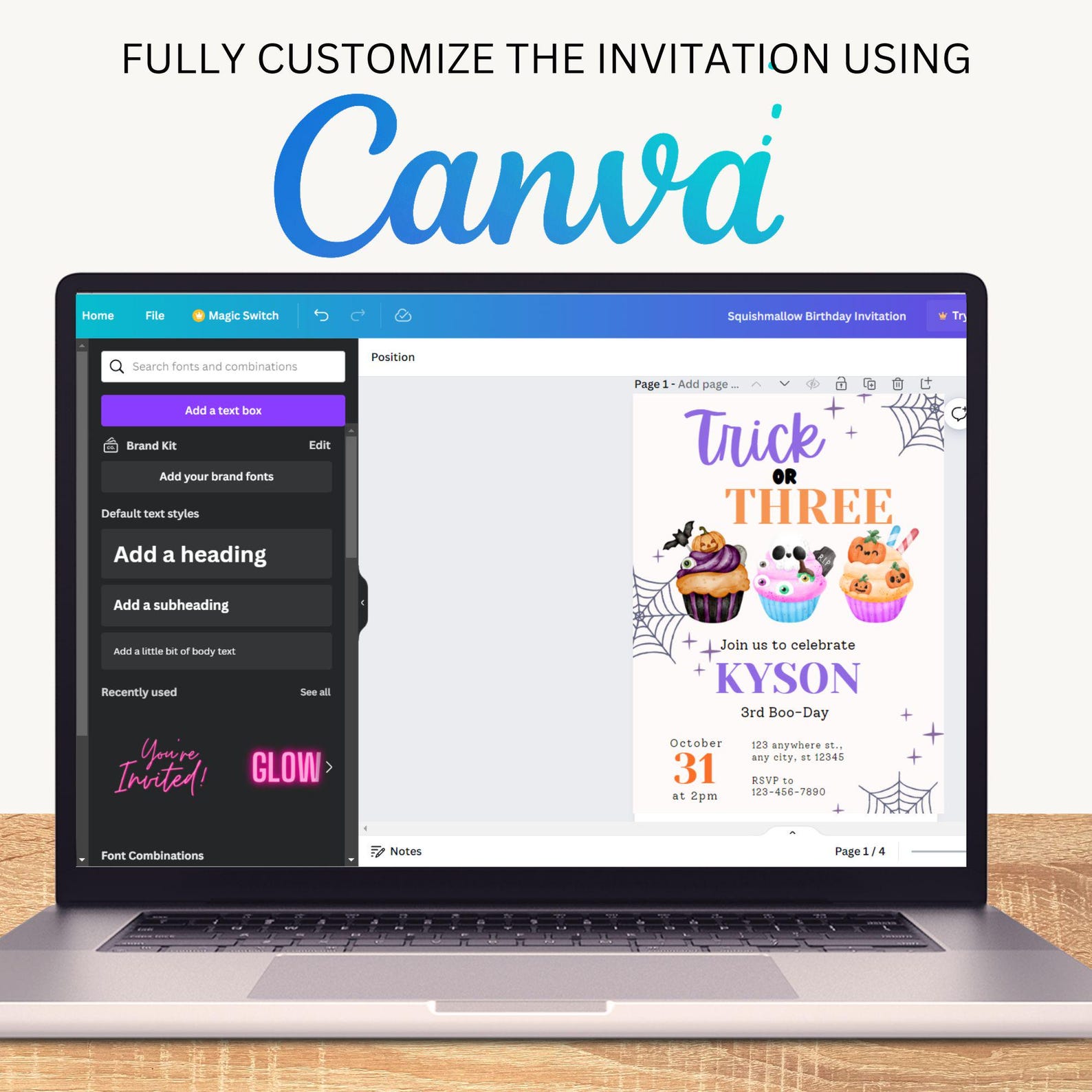 Editable Trick or Three Birthday Invitation, Halloween Third Birthday ...