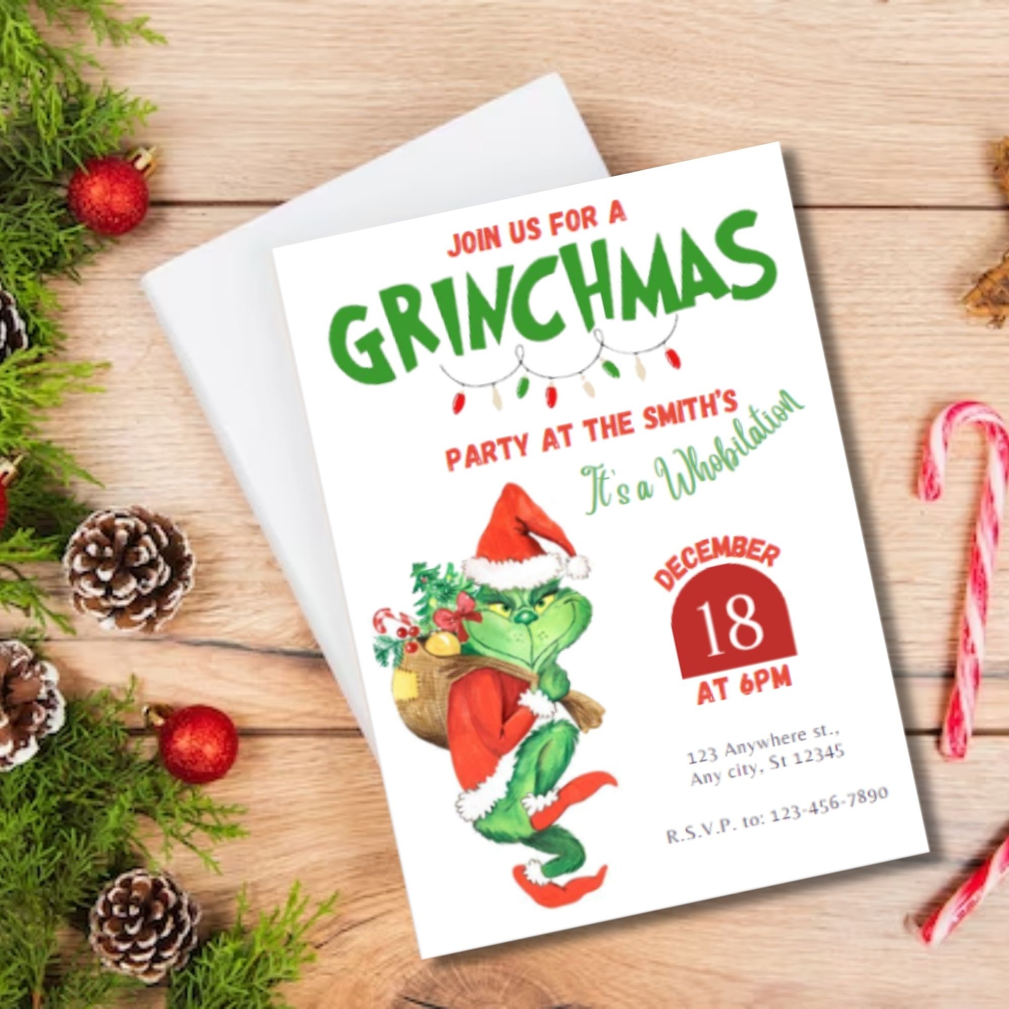 Editable Grinchmas Party Invite, Christmas Party Invitation, Don't Be a ...