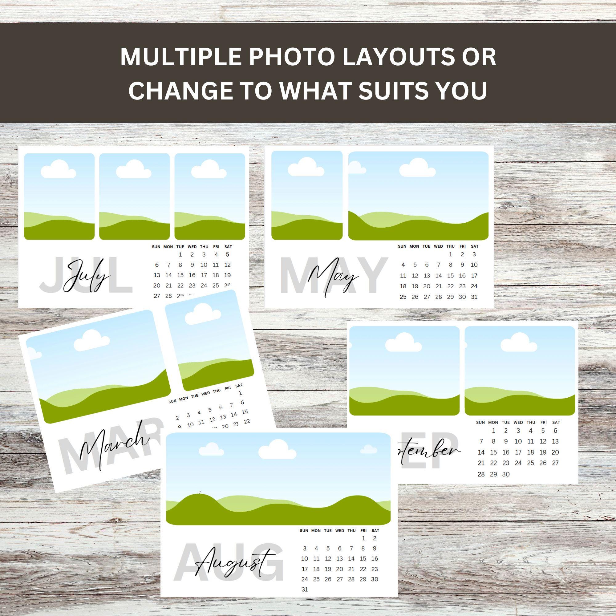 2025 Photo Calendar Template, Printable, Personalized Gift, Photo ...