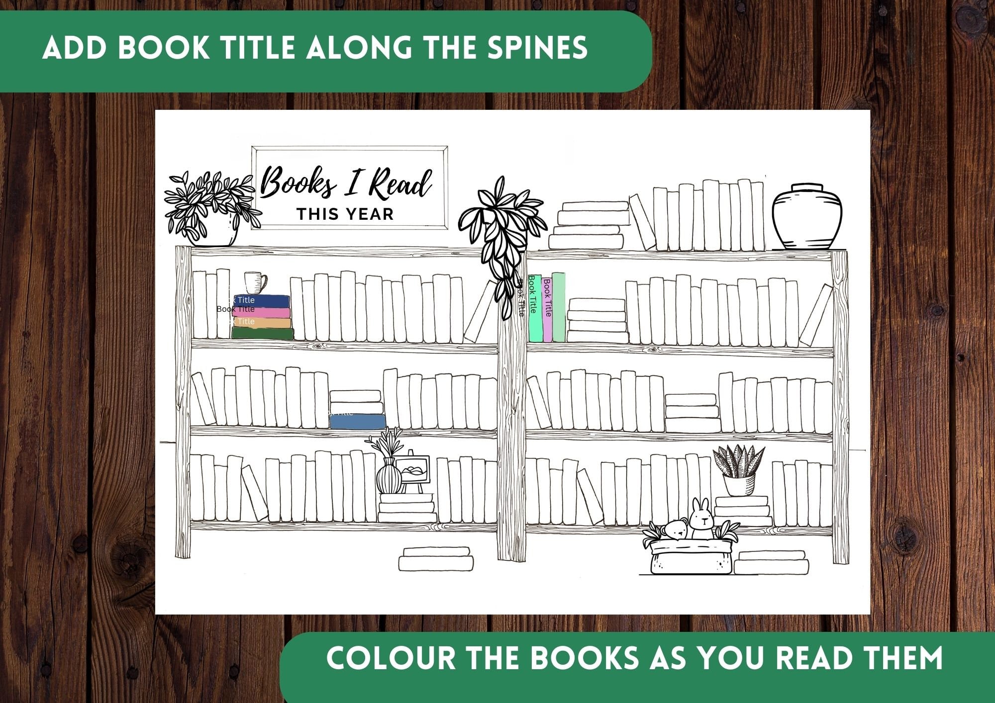 Bookshelf Reading Tracker Printable, Reading Log, Book Tracker, Books ...