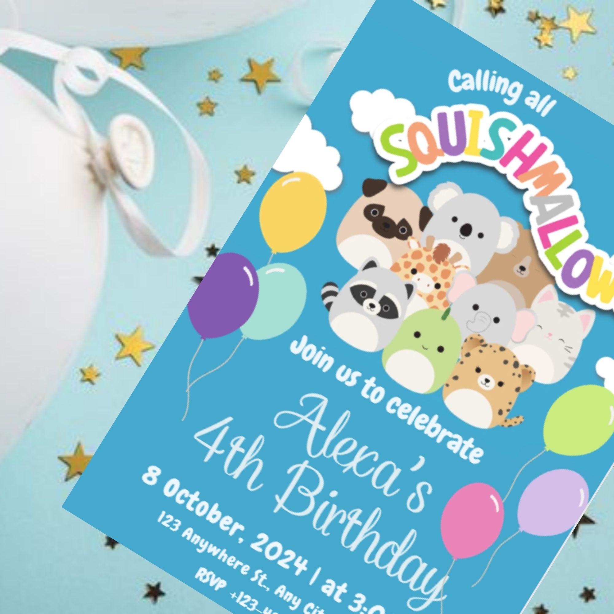 Squishmallows Birthday Invitation Editable Template - Customizable ...
