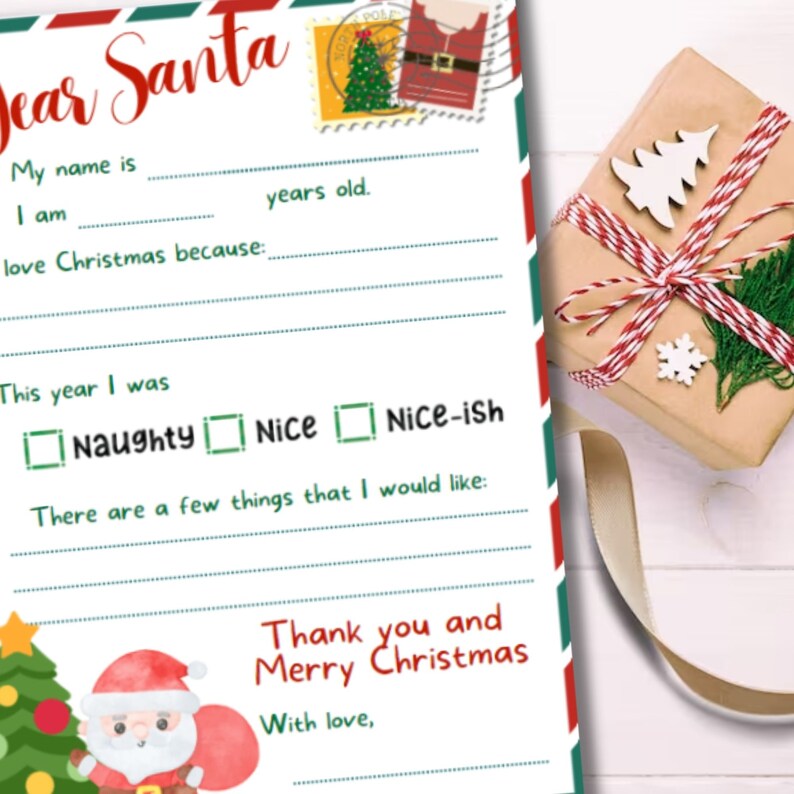 Letter to Santa, Printable Dear Santa Letter, Kids Letter to Santa ...