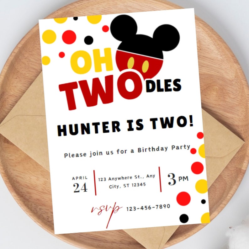 Mickey Mouse Birthday Invitation | Oh Twodles Birthday Invite ...
