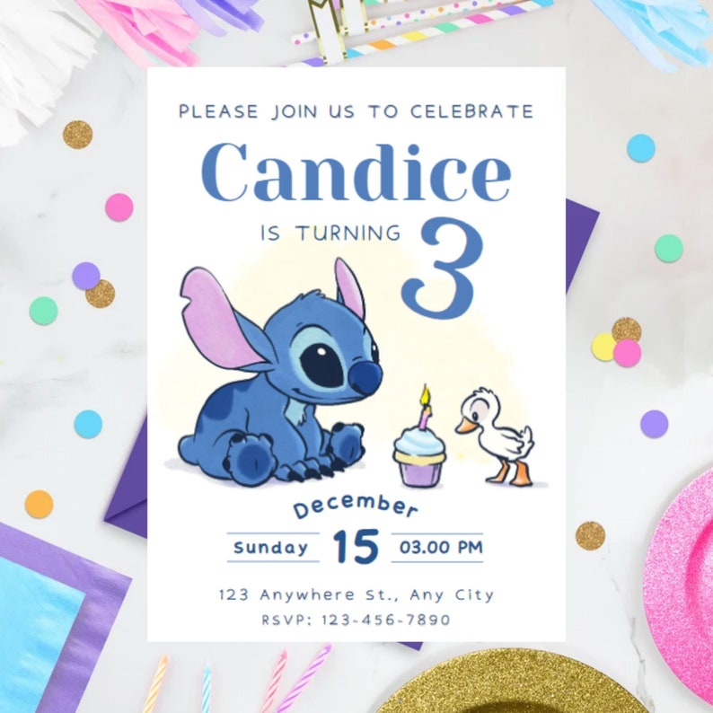 Stitch Birthday Invitation Template | Full Customizable on Canva ...
