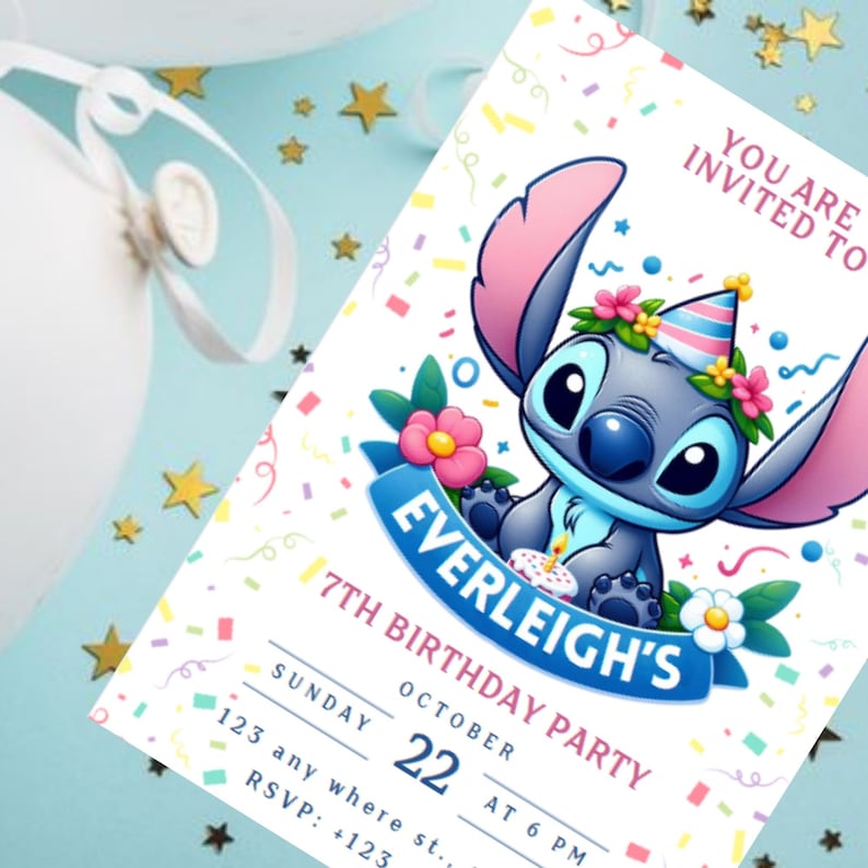 Stitch Birthday Invitation Template | Full Customizable on Canva ...