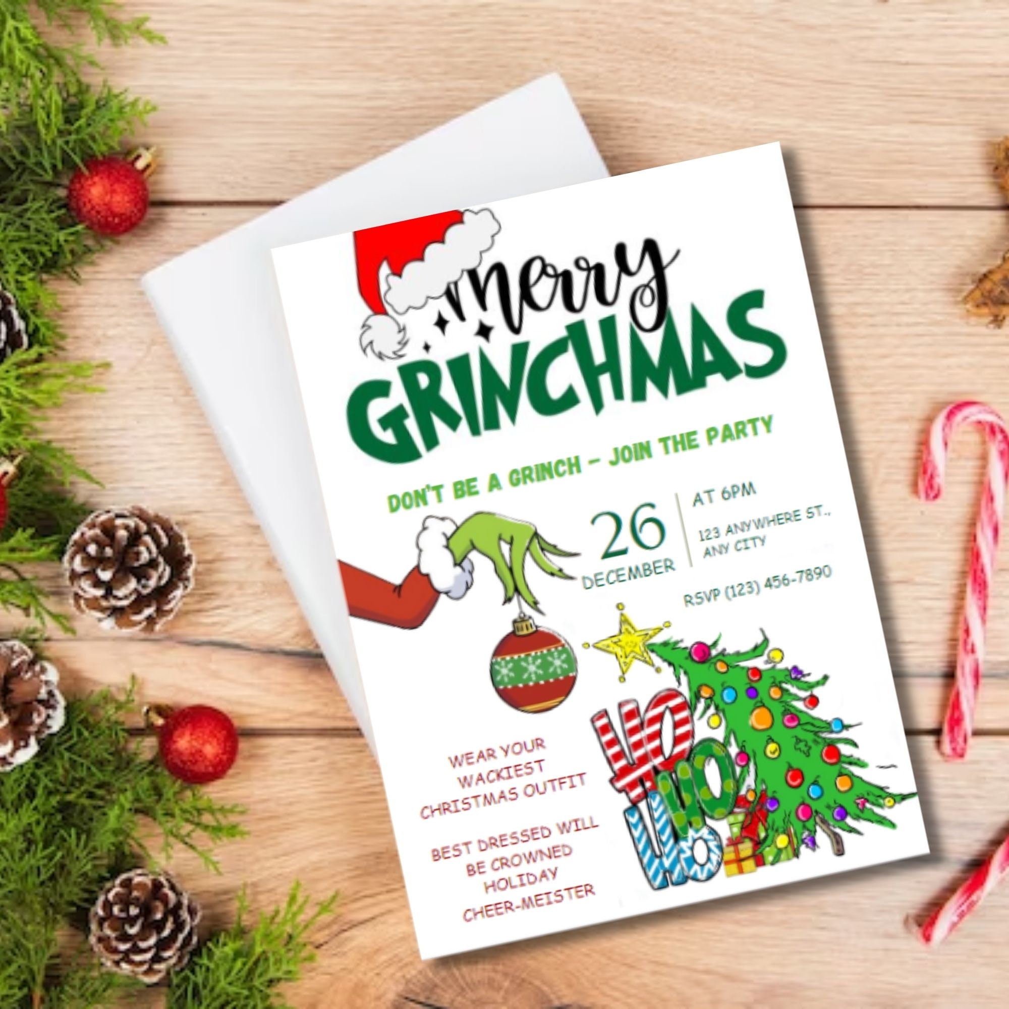 Editable Grinchmas Party Invite, Christmas Party Invitation, Don't Be a ...