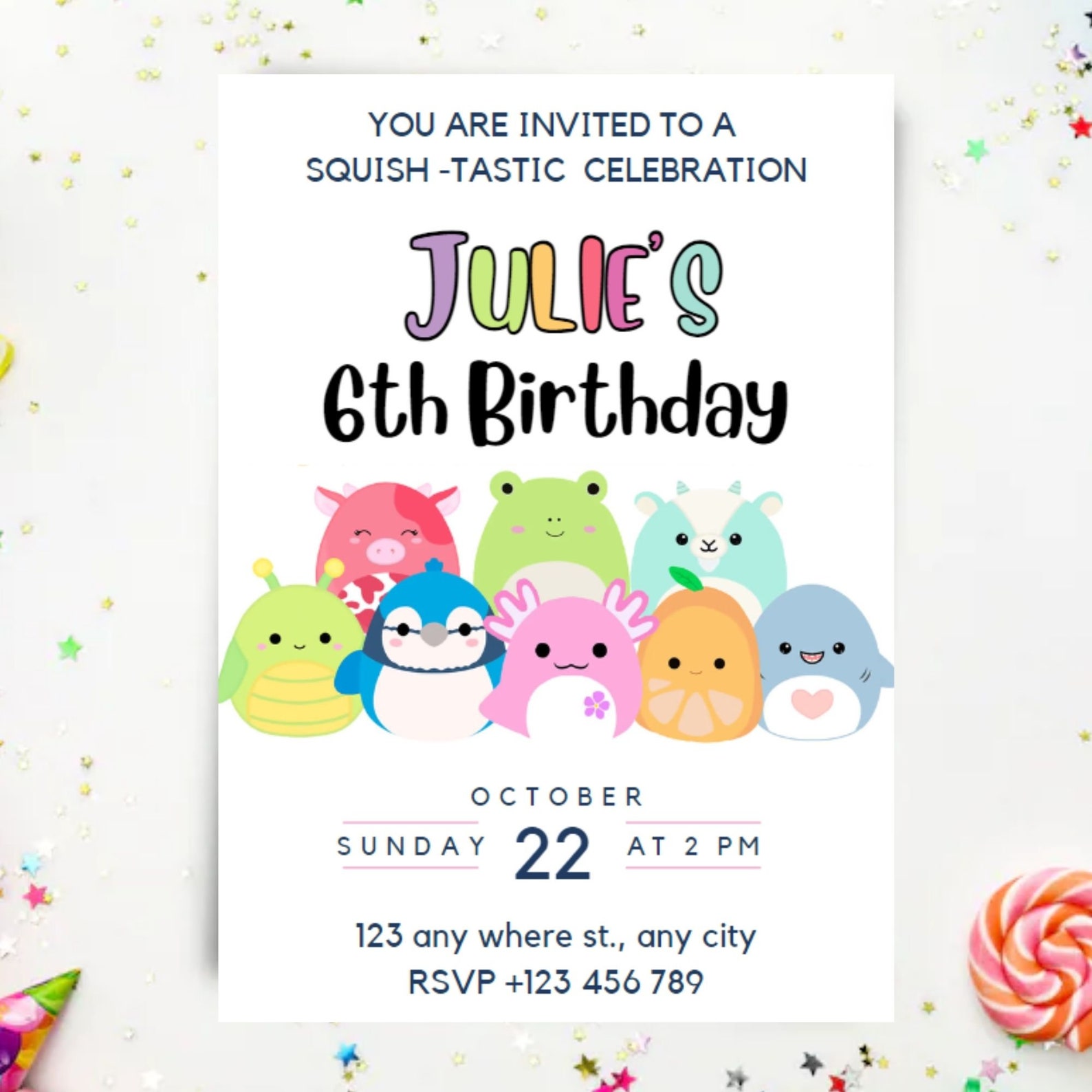 Squishmallows Birthday Invitation Editable Template - Customizable ...