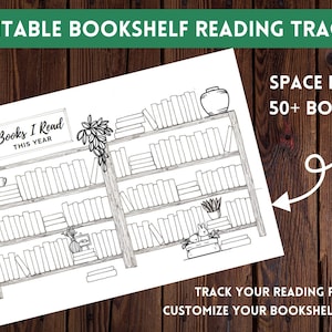 Bookshelf Reading Tracker Printable, Reading Log, Book Tracker, Books ...