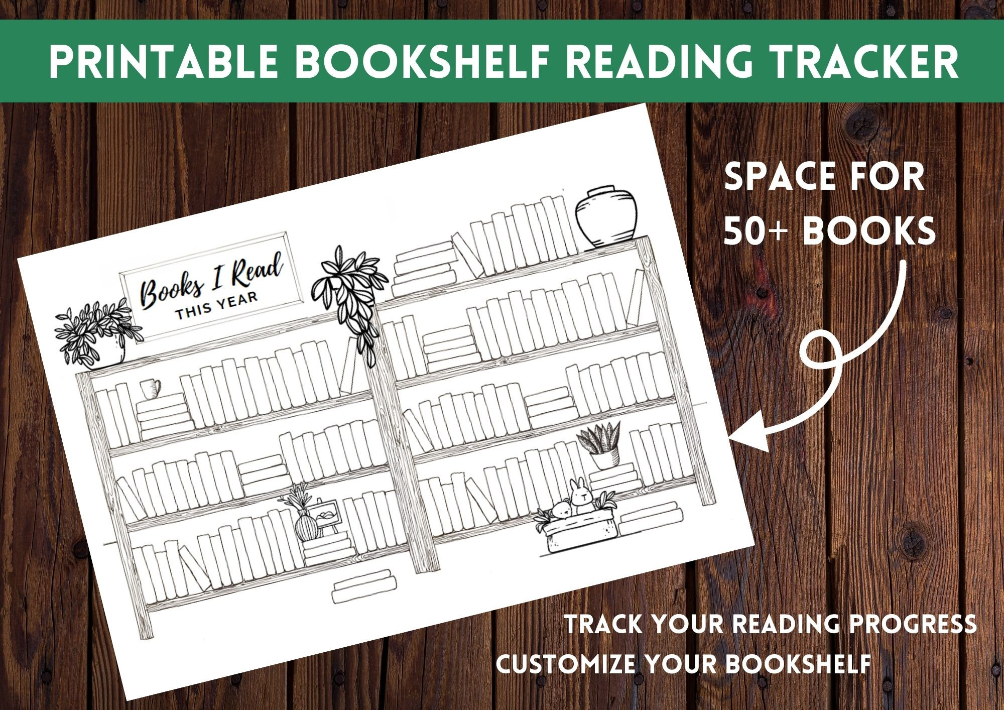 Bookshelf Reading Tracker Printable, Reading Log, Book Tracker, Books ...