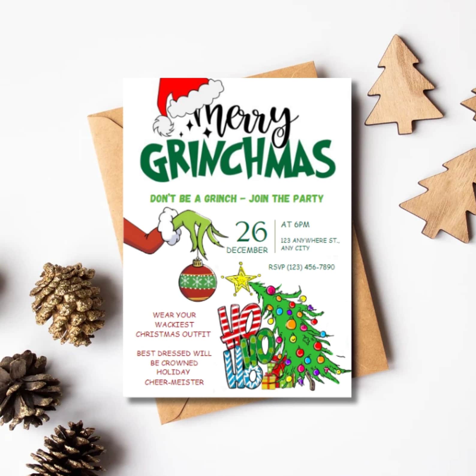 Editable Grinchmas Party Invite, Christmas Party Invitation, Don't Be a ...