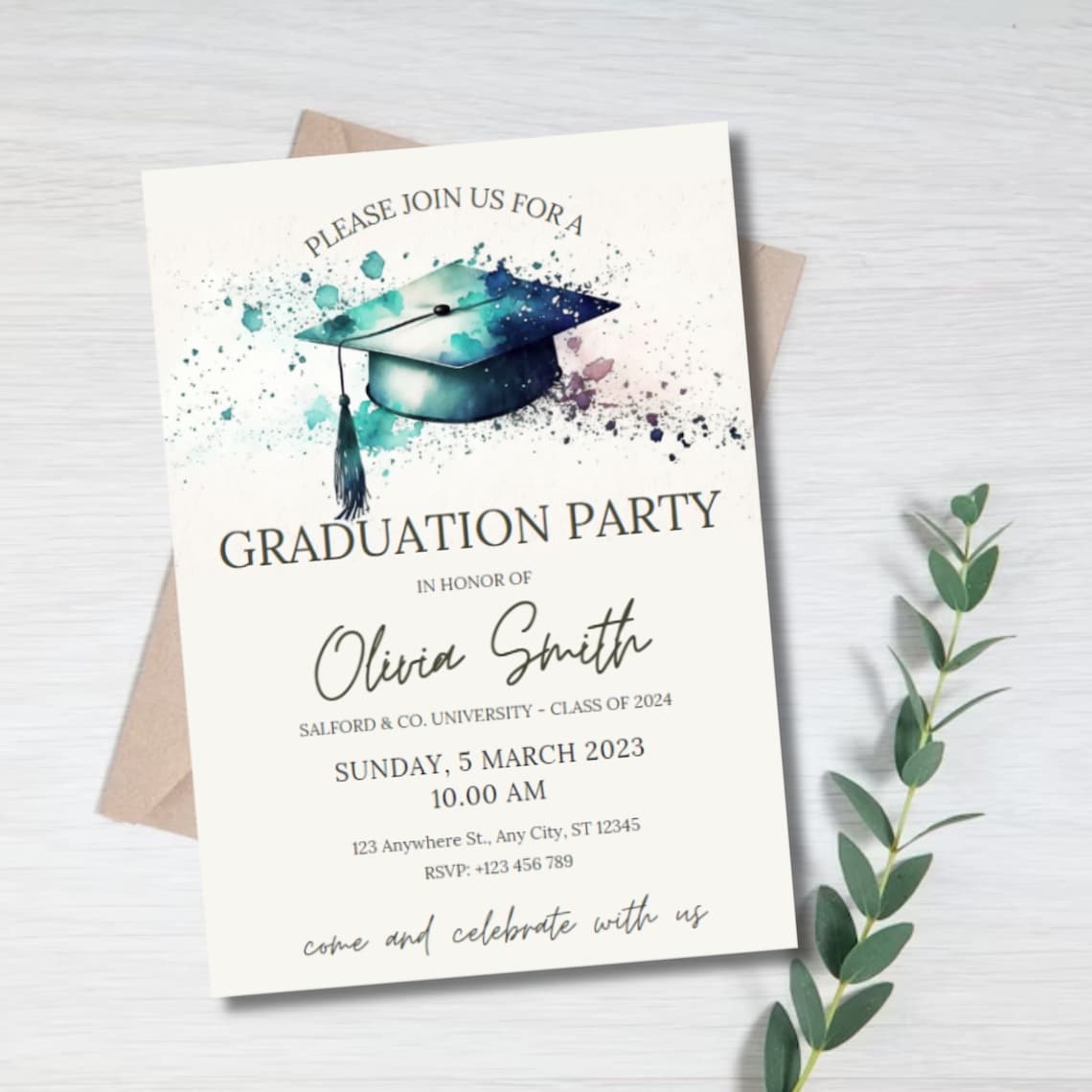 Graduation Party Invitation Template, Editable, Customizable, Print or ...