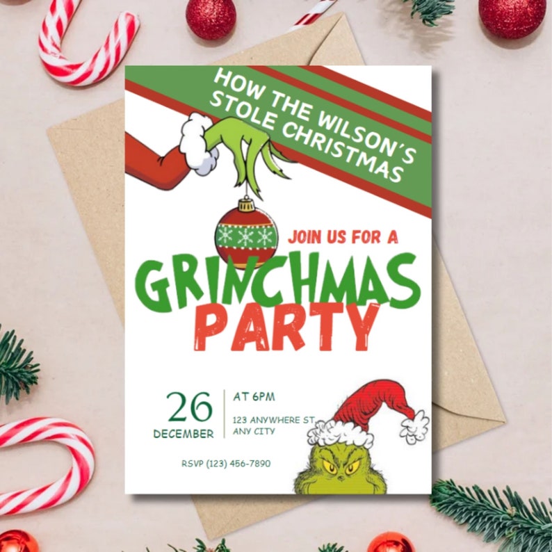 Editable Grinchmas Party Invite, Christmas Party Invitation, Don't Be a ...