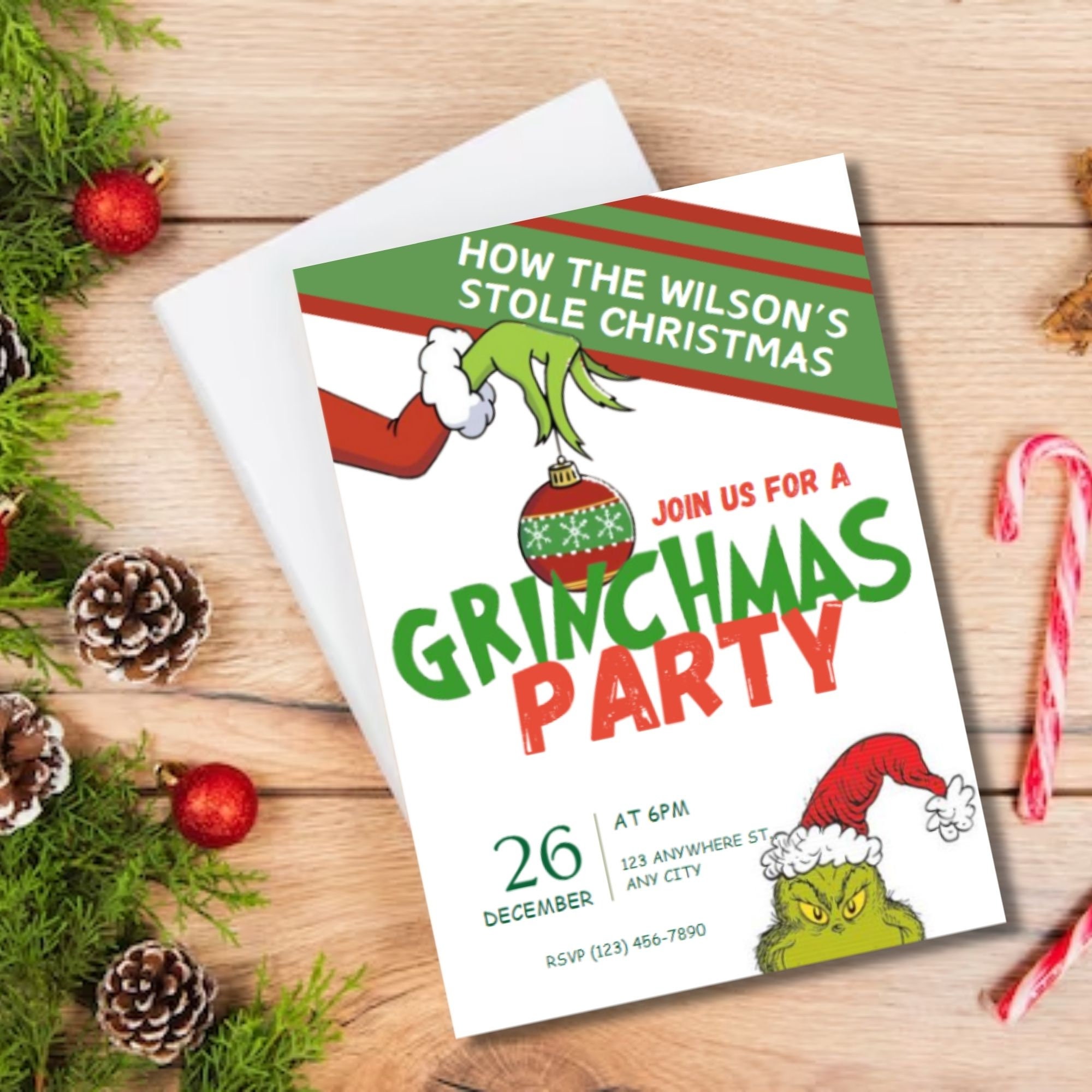 Editable Grinchmas Party Invite, Christmas Party Invitation, Don't Be a ...