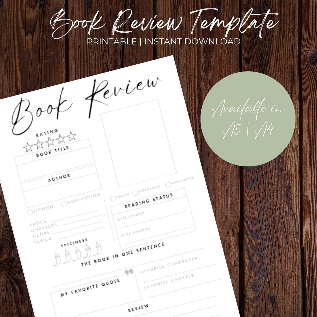 Printable Book Review Template | Minimalistic | Reading Log | Bookish ...