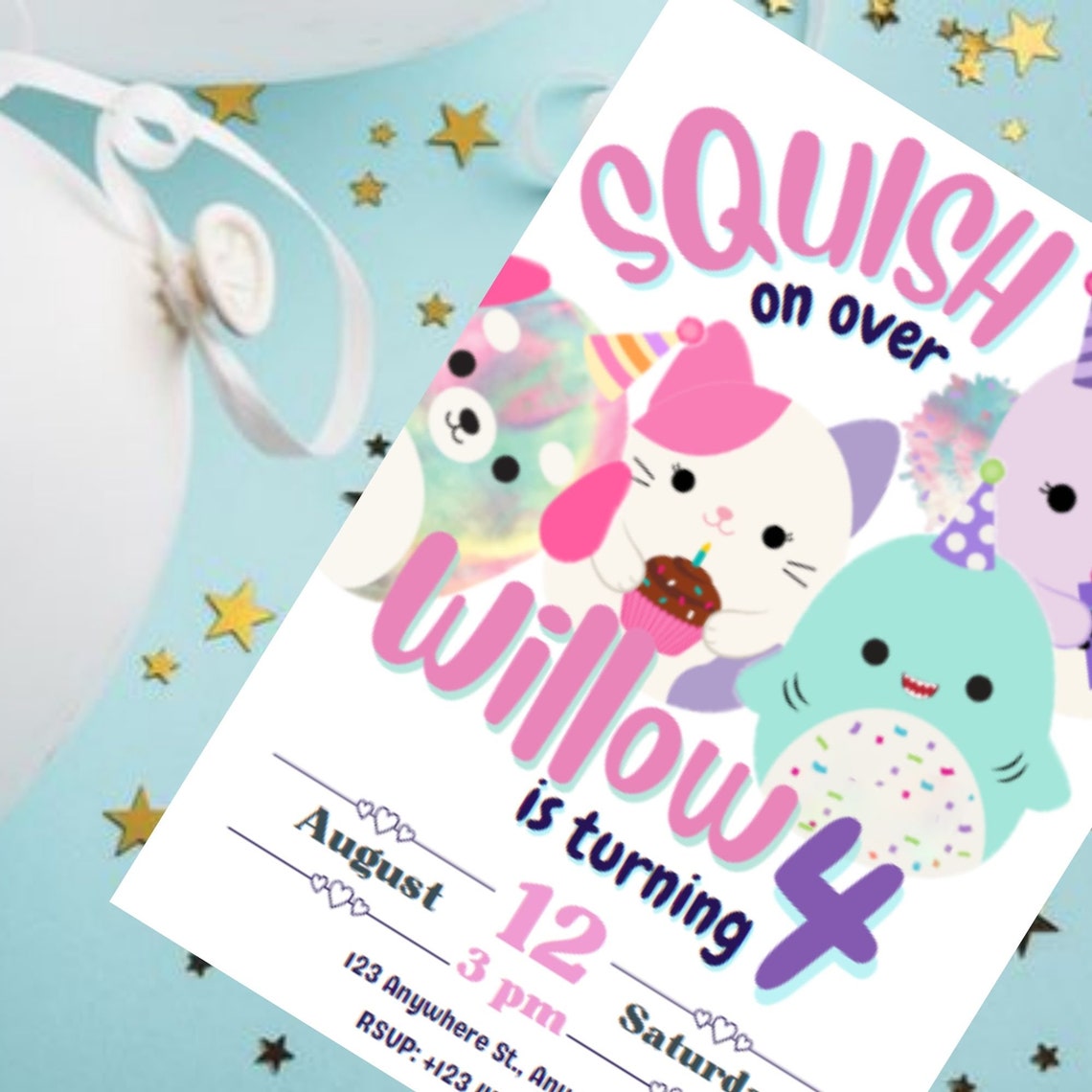 Squishmallows Birthday Invitation Editable Template - Customizable ...