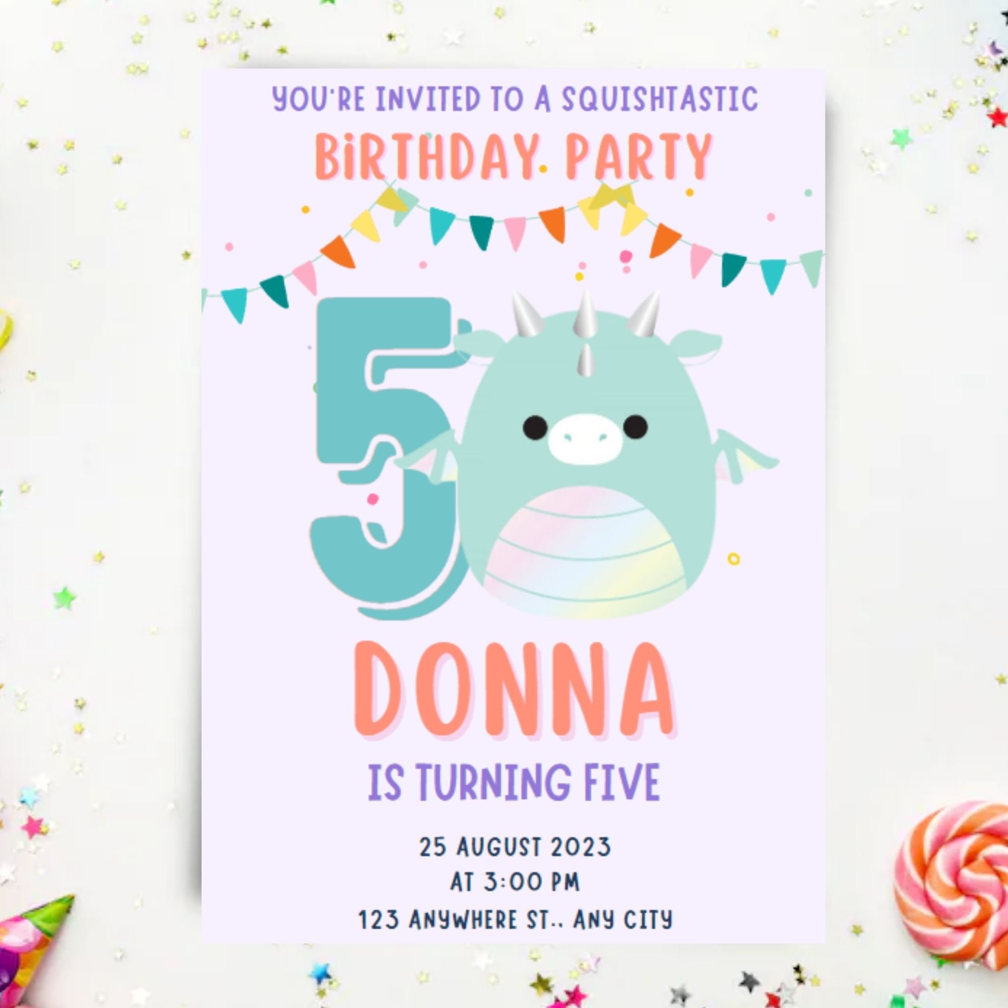 Squishmallow Birthday Invitation, Squishy Invitation,customizable ...