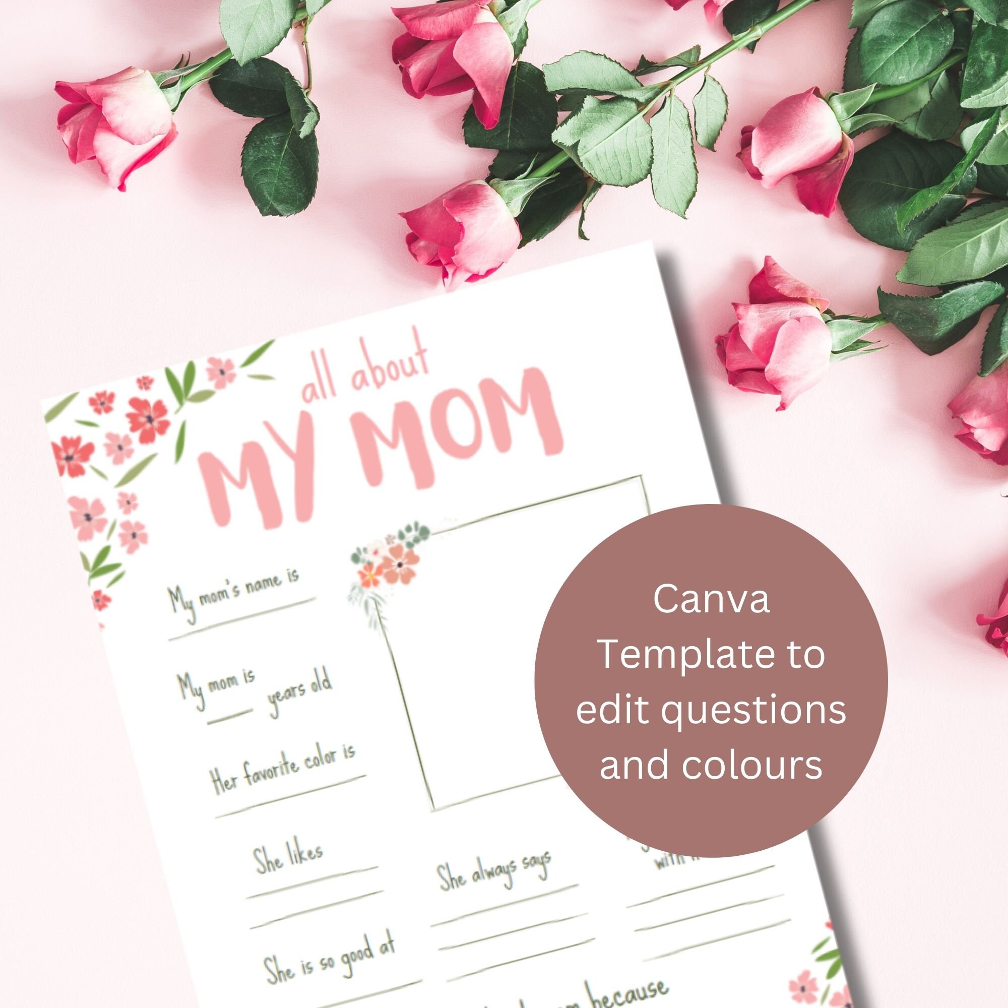 All About My Mom, Mother's Day Gift, All About My Mum, Mother's Day ...