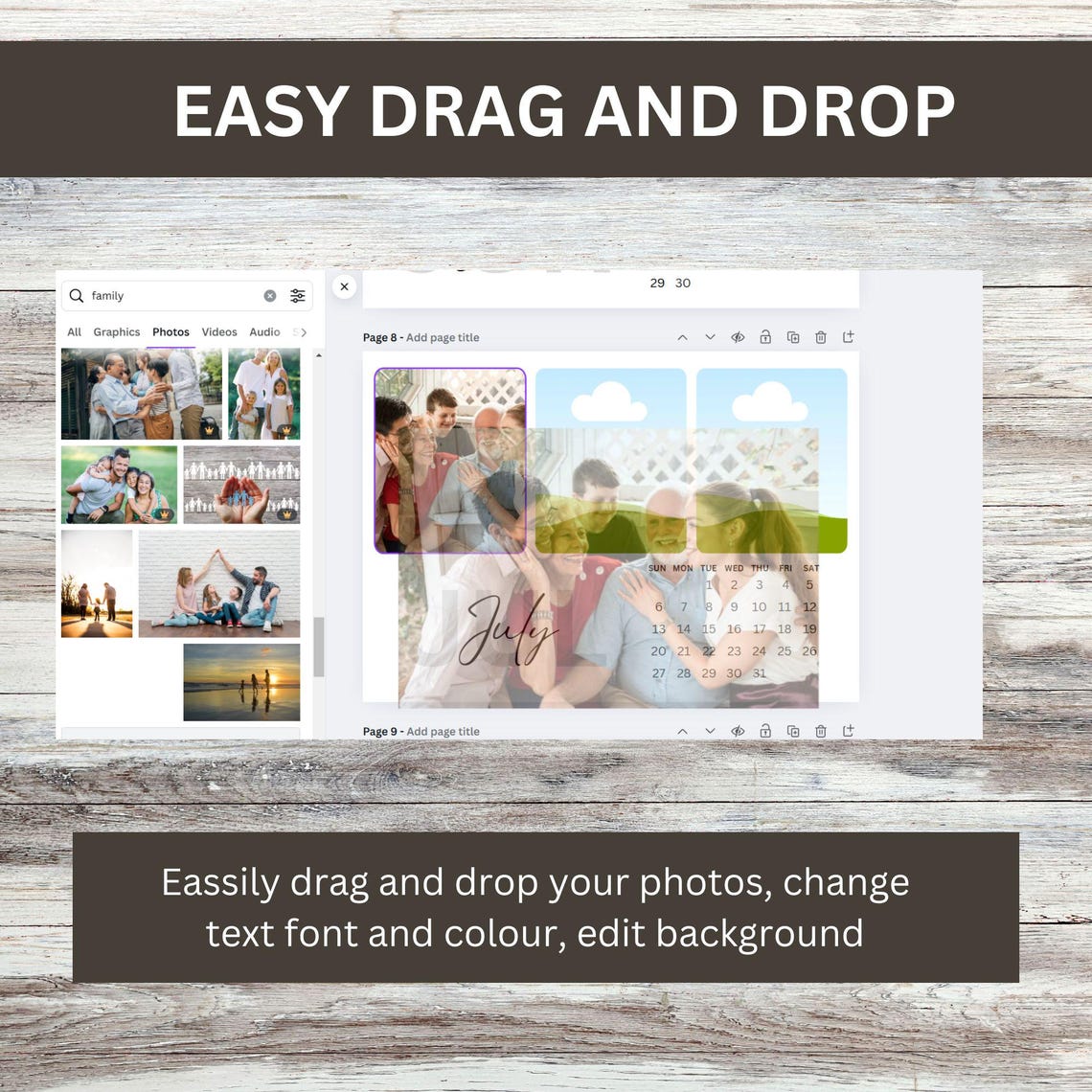 2025 Photo Calendar Template, Personalized Gift (printable, Editable ...