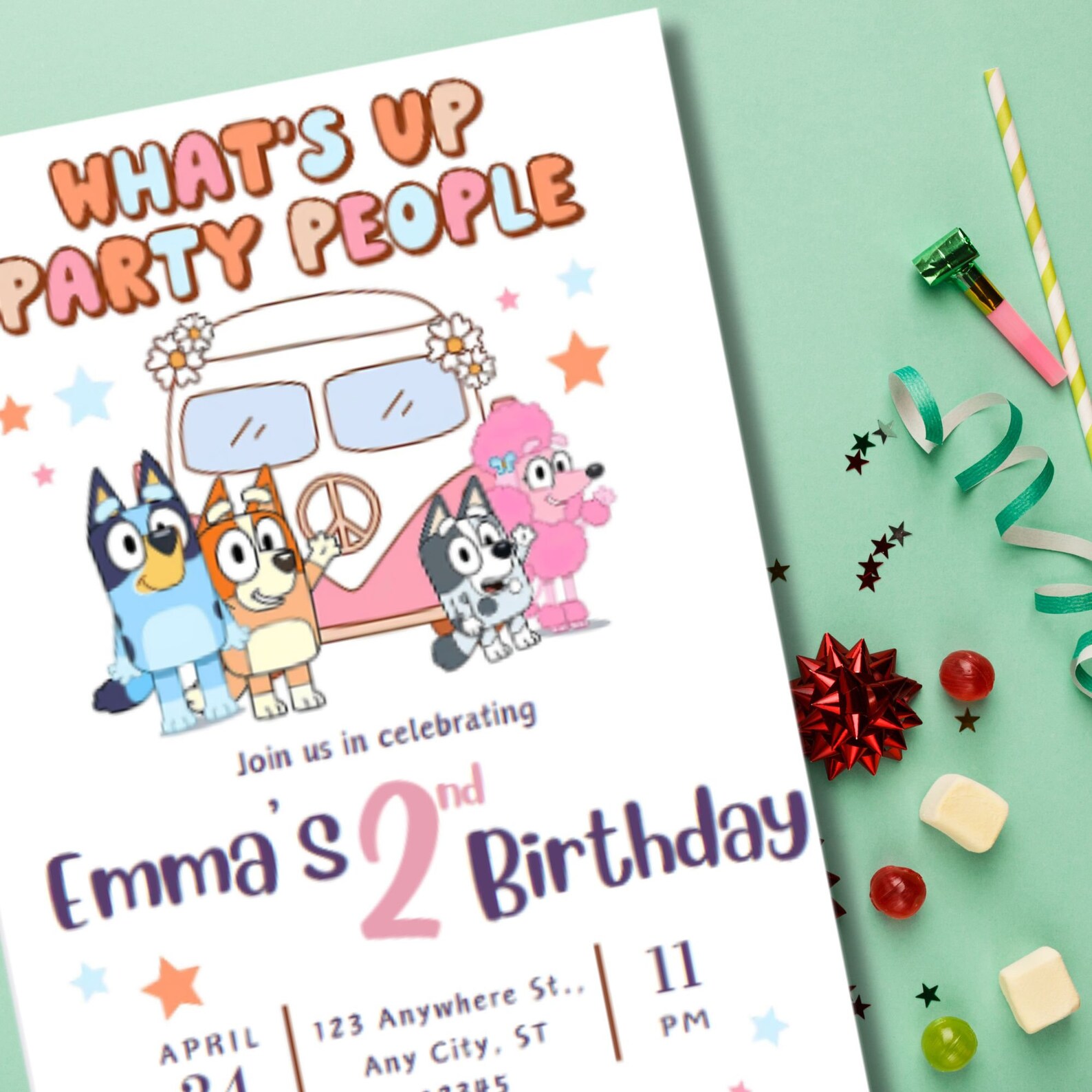 EDITABLE Bluey Invitation, Bluey Birthday Invitation, Party Invite ...