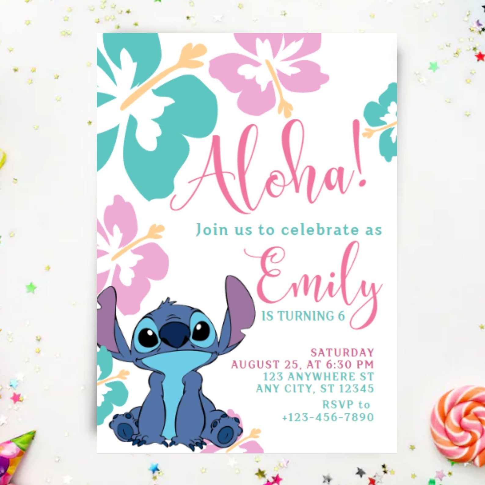 Stitch Birthday Invitation Template | Full Customizable on Canva ...