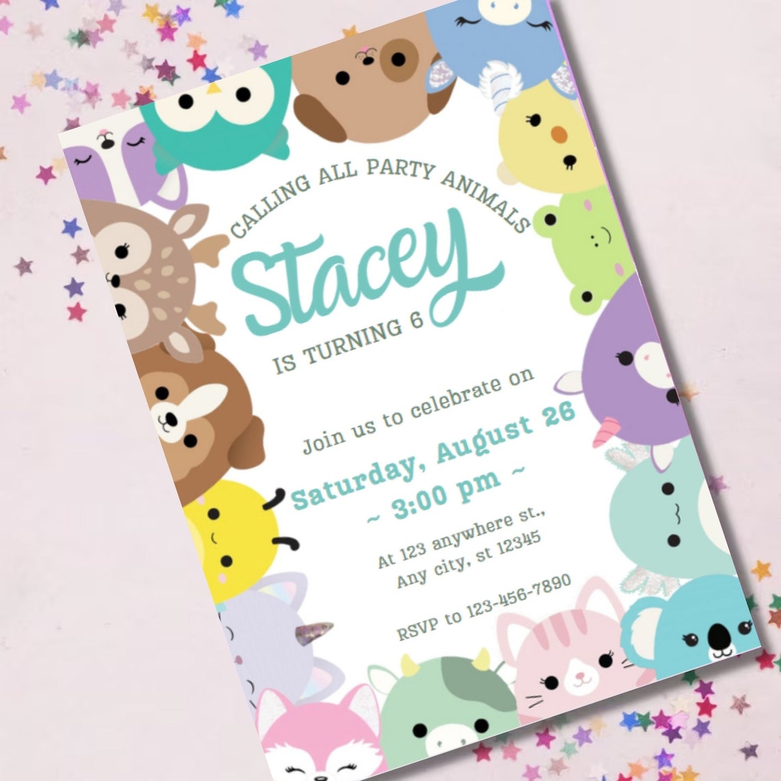 Squishmallow Birthday Invitation, Customizable Party (digital Download ...