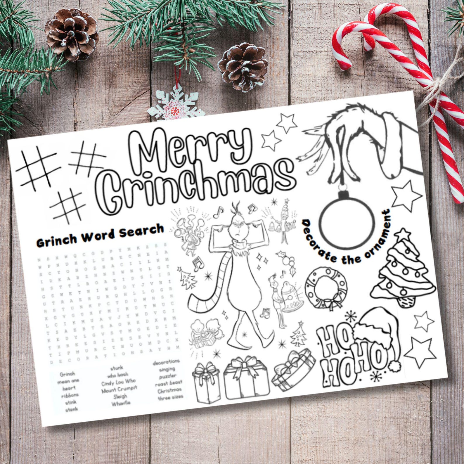 Grinch Activity Page, Printable, Christmas Holiday, Grinchmas, Instant ...