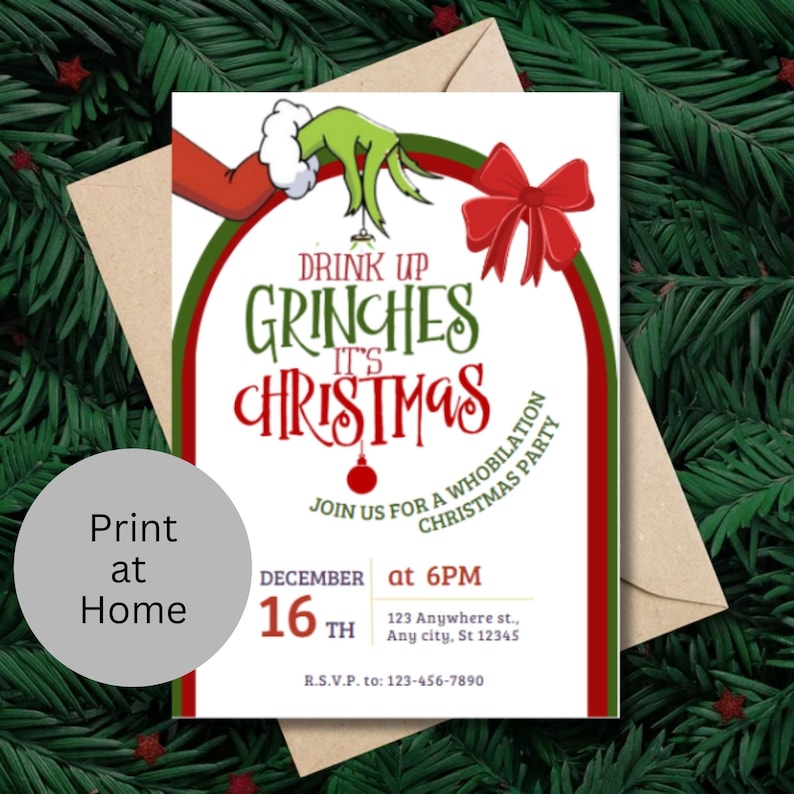 Editable Grinchmas Party Invite, Christmas Party Invitation, Don't Be a ...
