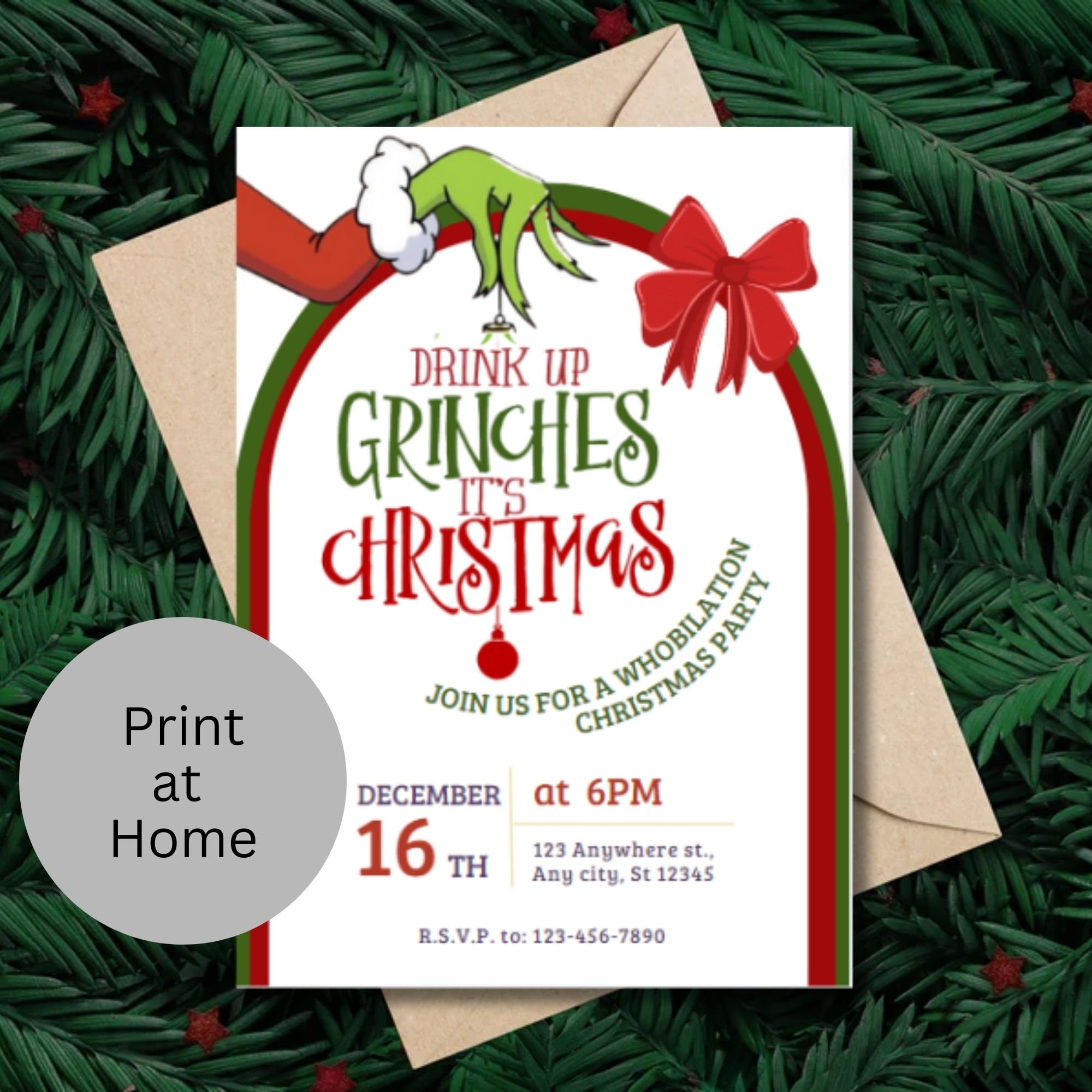 Editable Grinchmas Party Invite, Christmas Party Invitation, Don't Be a ...