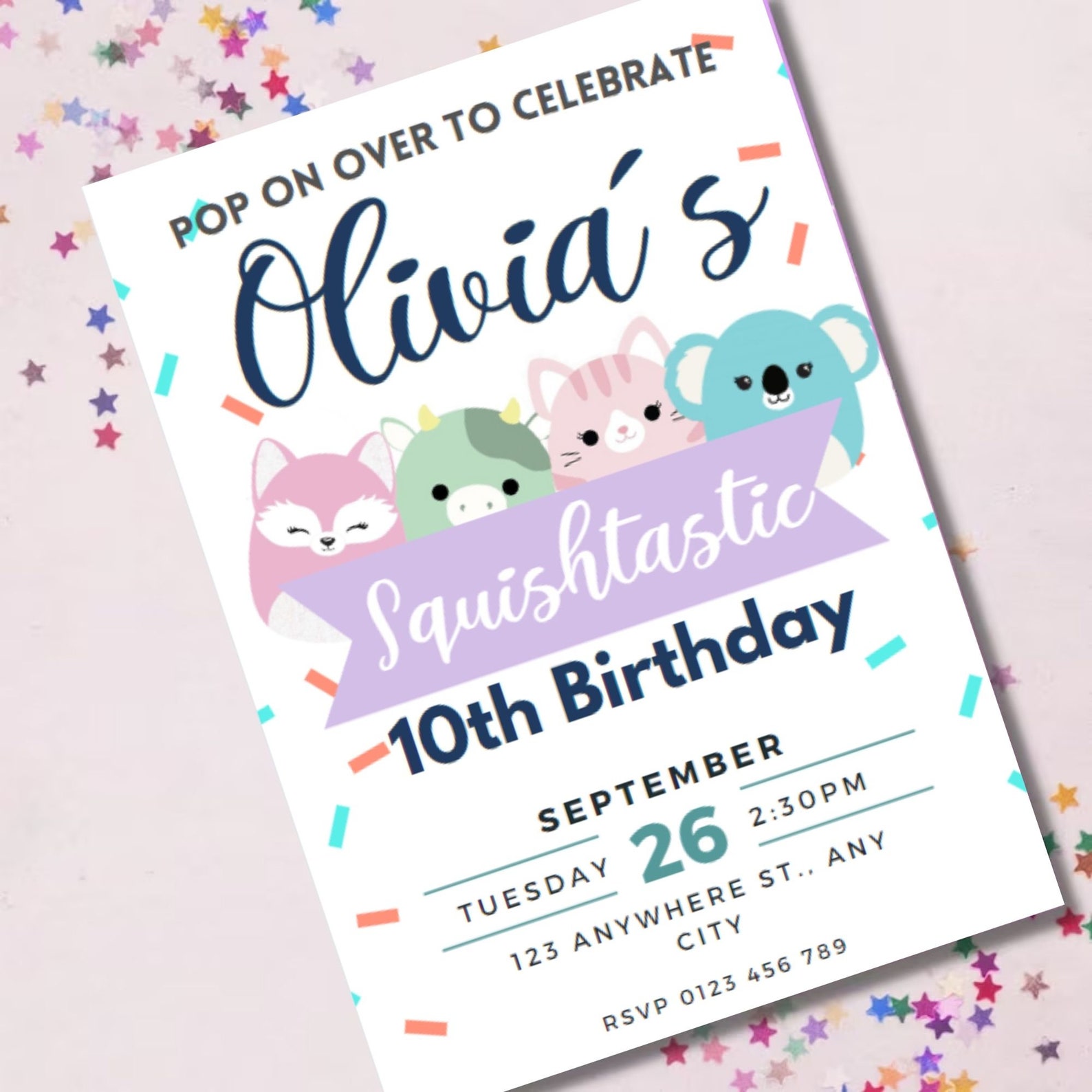 Squishmallow Birthday Invitation, Squishy Invitation,customizable ...
