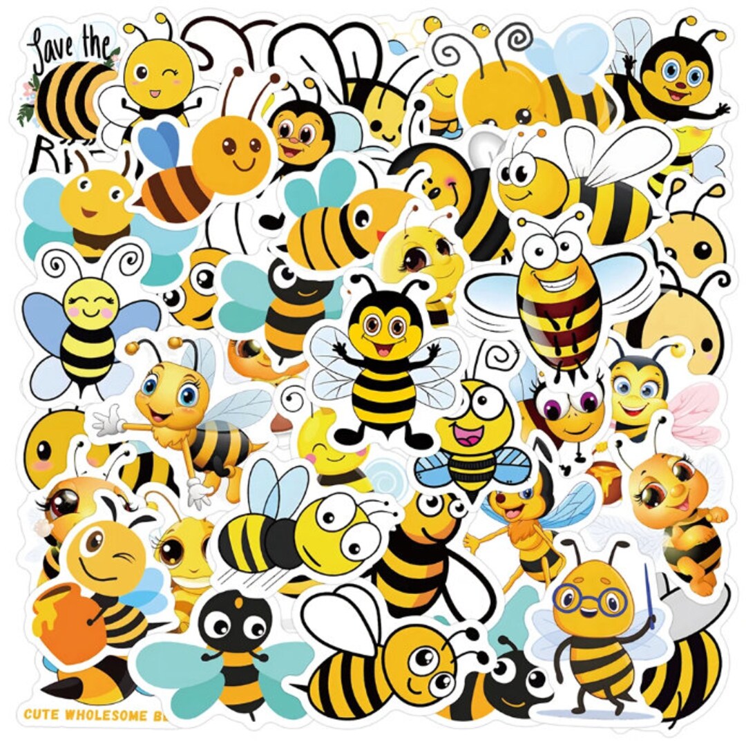 Cartoon Little Bee Stickers Funny Decals Phone Laptop Skateboard Guitar ...