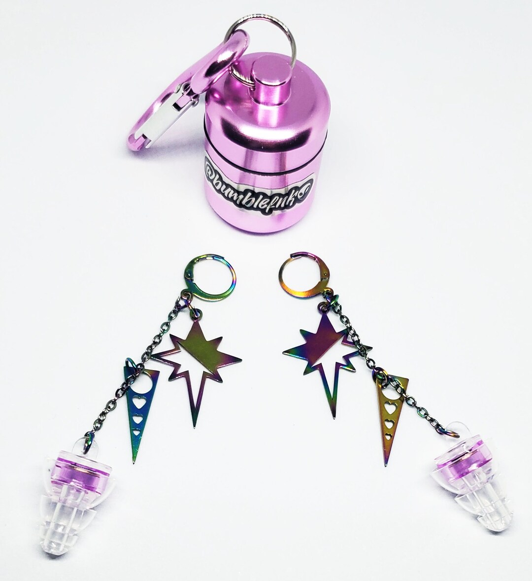 Hearts & Stars Rainbow High Fidelity Earplug Earrings - Etsy