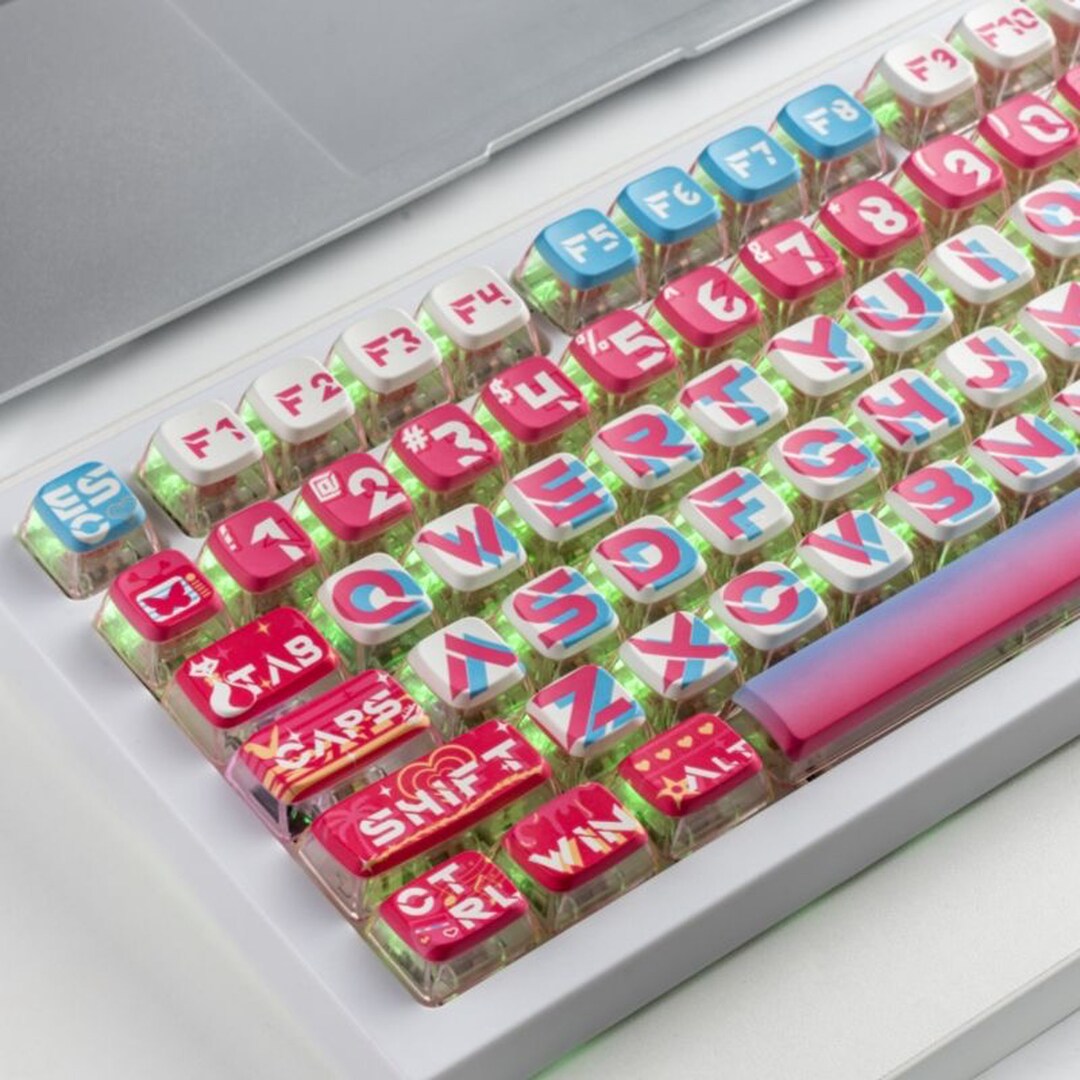 Hot Girl Keycaps Set, Sweetheart Pink Keycap Set, Cute Jelly Backlight ...