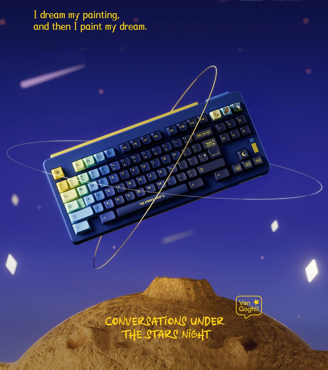 Starry Night Keycaps Set, Blue Good Night Keycap Set, Moon Sky Stars ...
