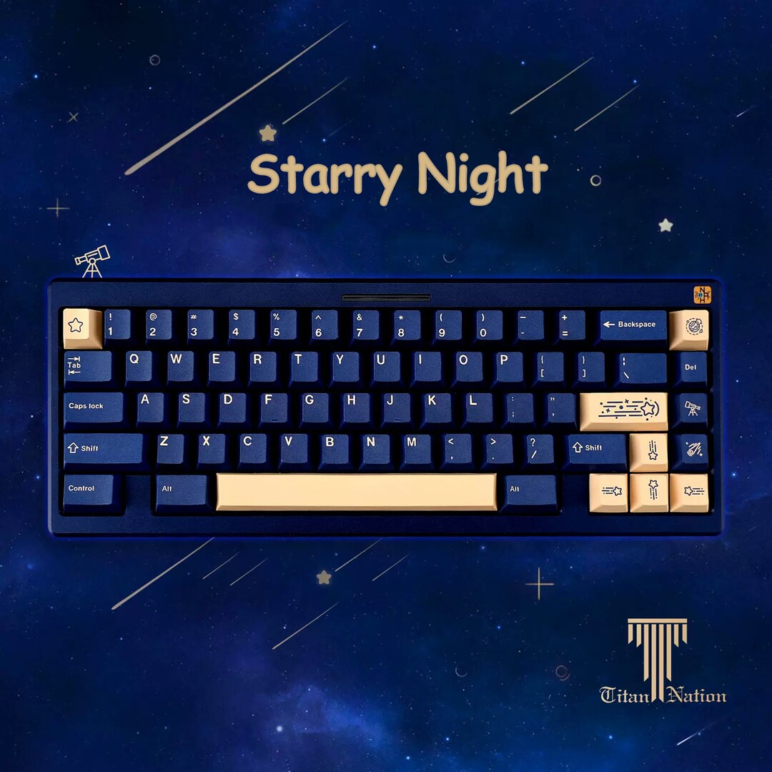 Starry Night Keycaps Set, Meteor Planet Universe Keycap Set, Outer ...