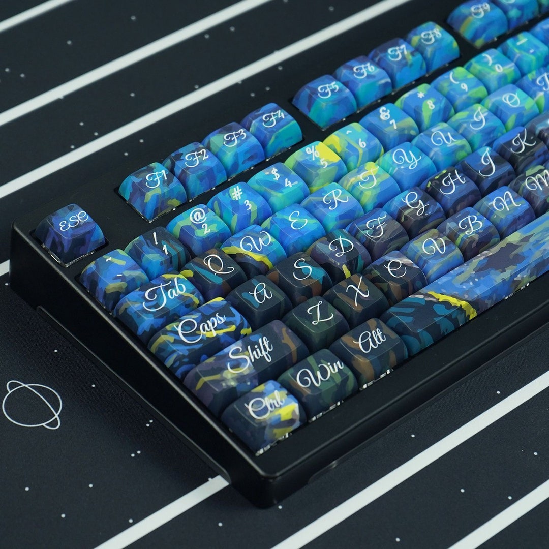 Starry Night Keycaps Set, Star River Painting Keycap Set, Artisan Blue ...