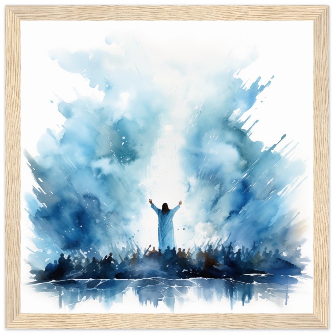 Watercolor Moses Print Christian Wall Art Wooden Framed Poster for Home ...
