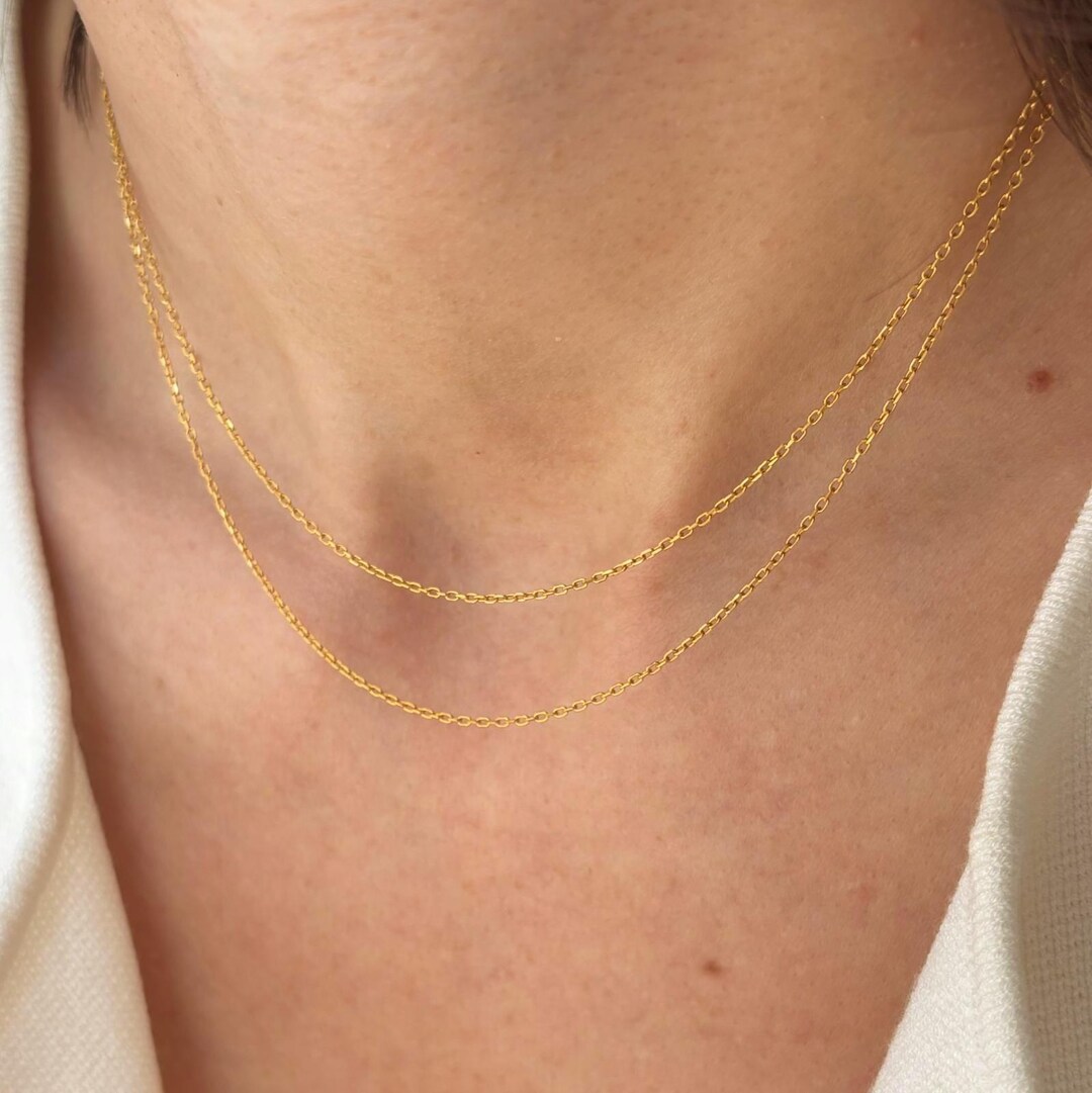 Silver Layered Chain Necklace, Minimalist Layered Necklace, Two Layer ...