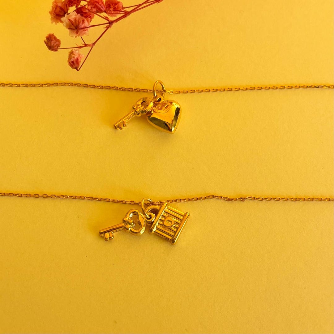 Heart and Key Necklace, Lock and Key Necklace, Sterling Silver Necklace ...