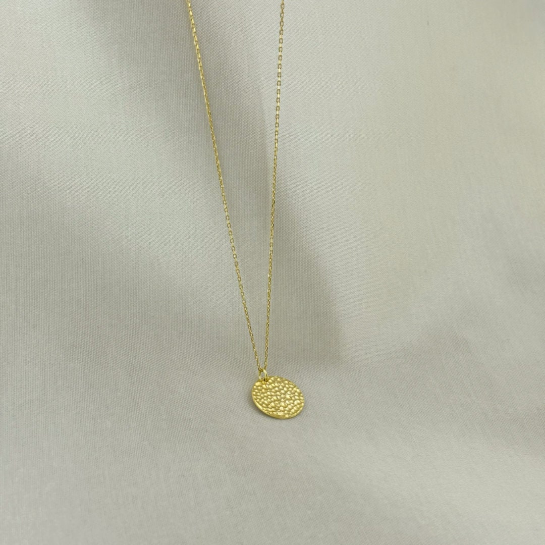 Silver Round Disc Necklace, Minimalist Round Circle Necklace, Dainty ...