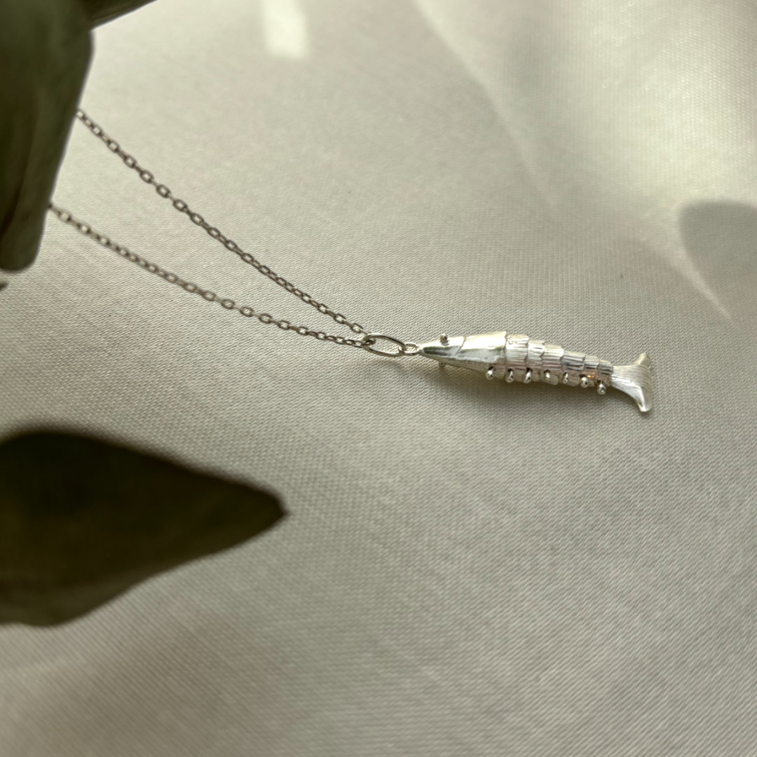 Fish Motif Necklace, Movable Fish Necklace, Sterling Silver Necklace ...