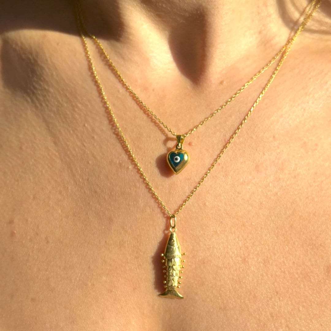 Fish Motif Necklace, Movable Fish Necklace, Sterling Silver Necklace ...