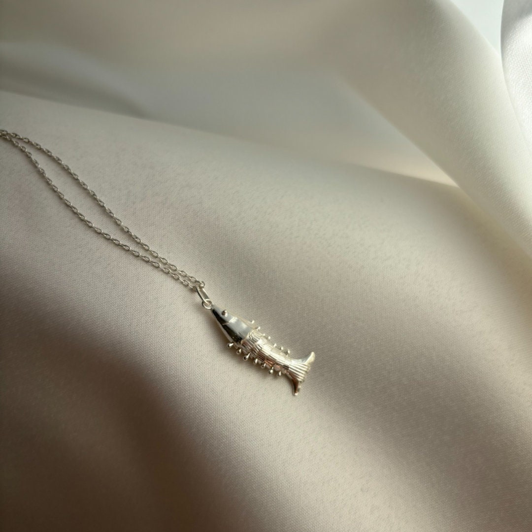 Fish Motif Necklace, Movable Fish Necklace, Sterling Silver Necklace ...