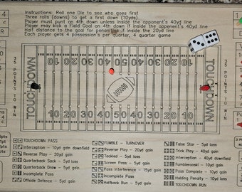 Dice Football Board Game, US and Canadian Football Fields Wooden Game ...