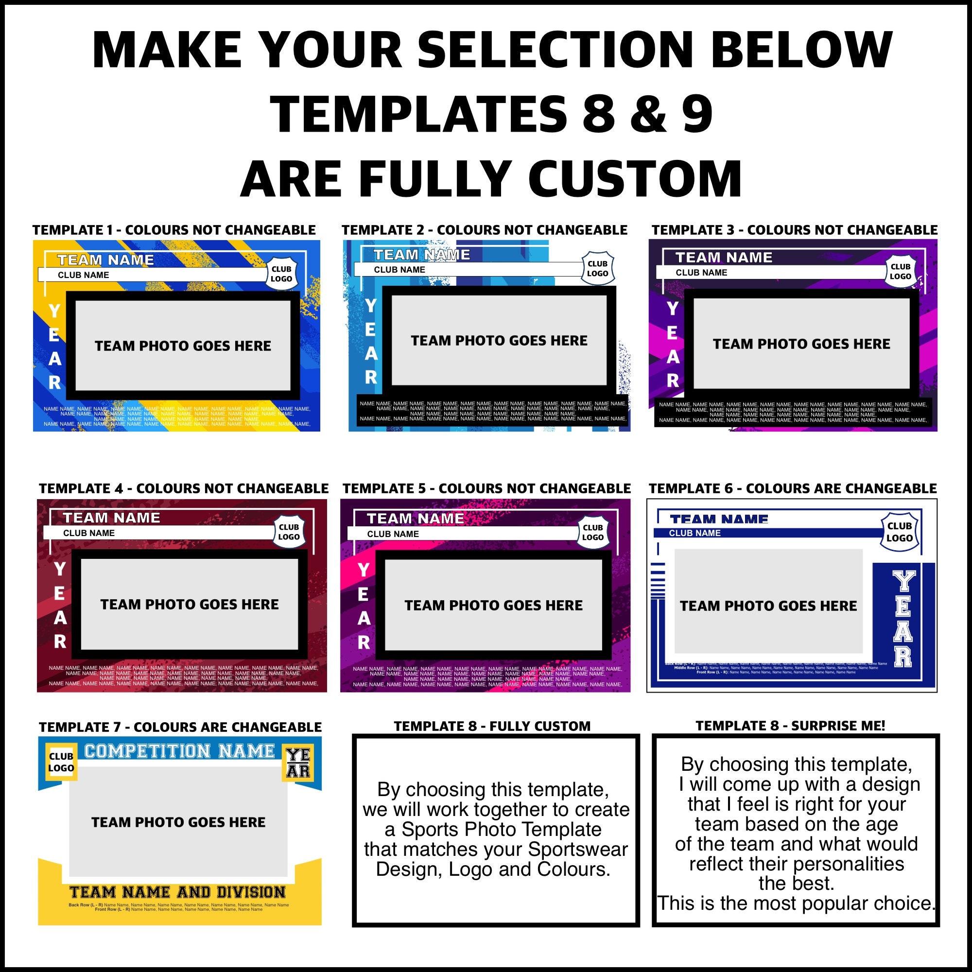 Custom Sports Team Photo Template - Etsy